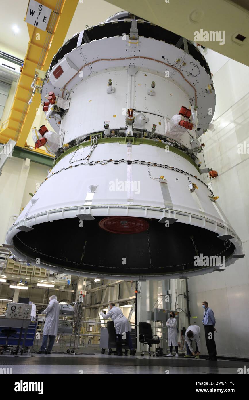 The Artemis I Orion spacecraft with its spacecraft adapter cone ...
