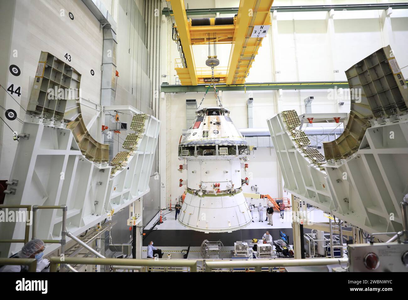 The Artemis I Orion spacecraft with its spacecraft adapter cone ...