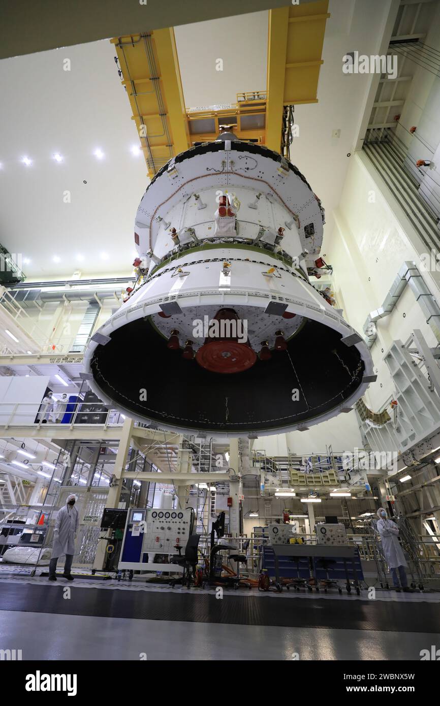 The Artemis I Orion spacecraft with its spacecraft adapter cone ...