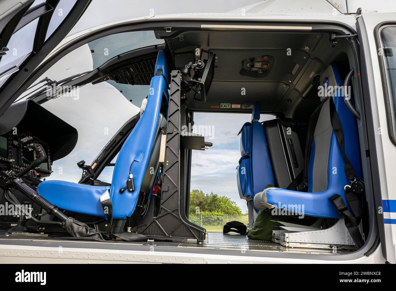 The interior of a new Airbus H135 (T3) helicopter is displayed after ...