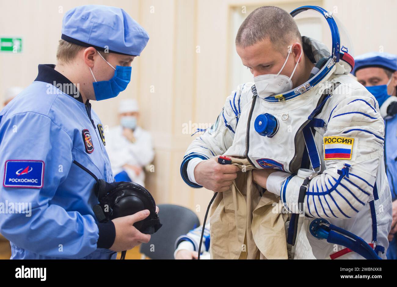 Expedition 64 crew members Sergey Kud-Sverchkov and Sergey Ryzhikov of ...