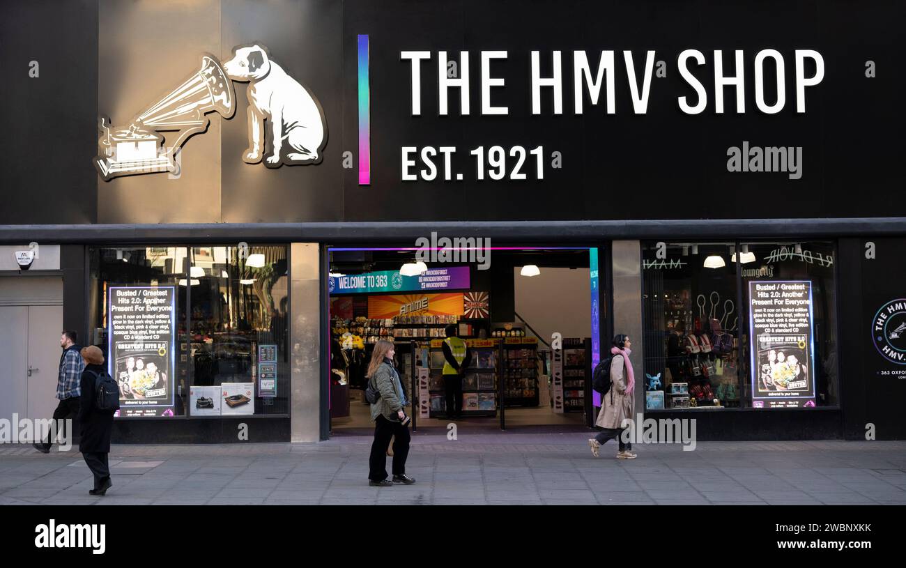 London, UK, 11 January 2024. The original HMV Shop at 363 Oxford Street ...
