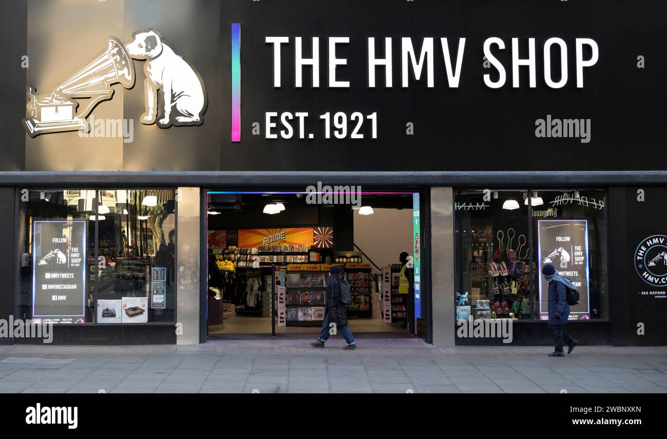 London, UK, 11 January 2024. The original HMV Shop at 363 Oxford Street ...
