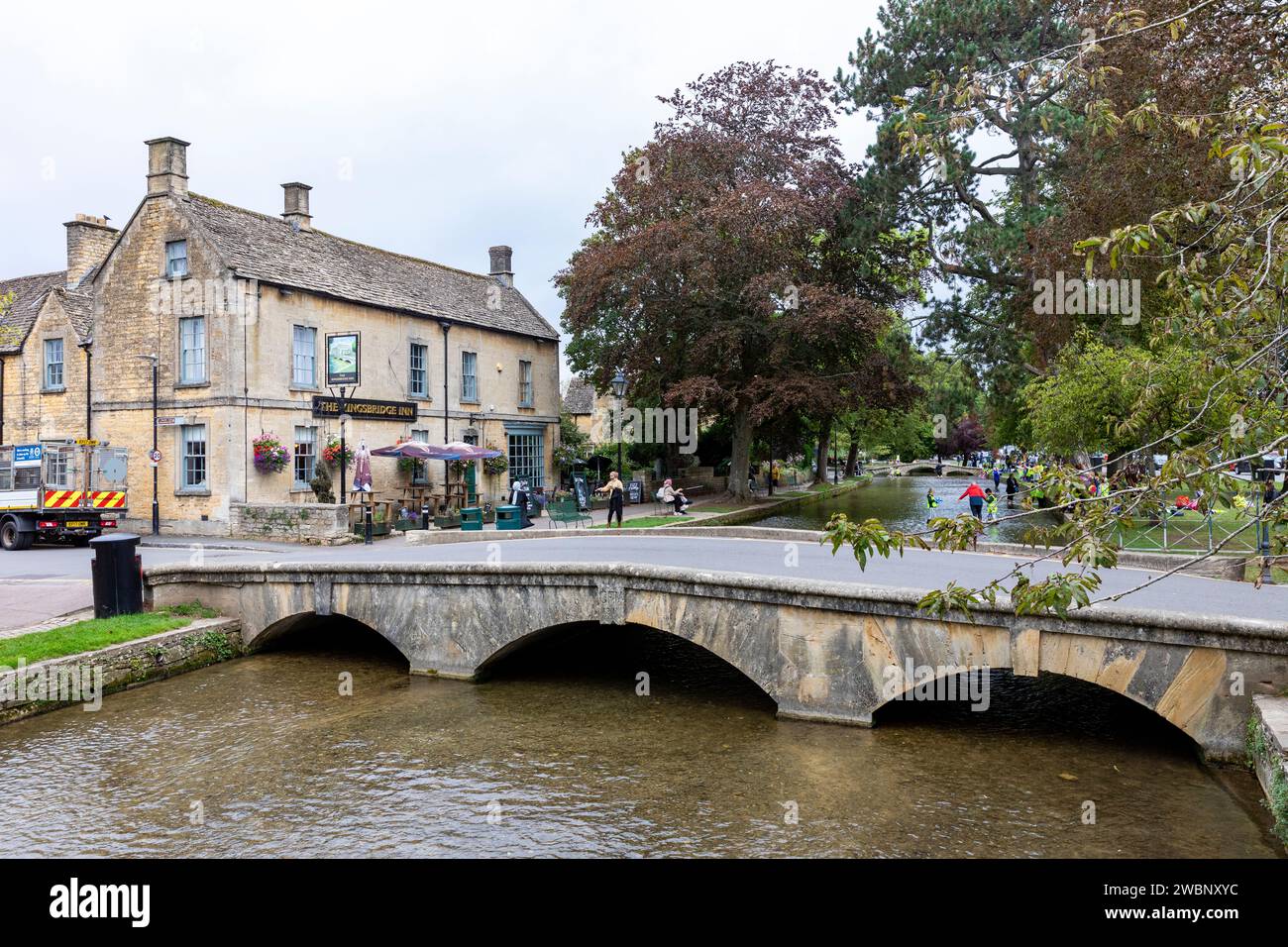 Bourton on the Water, cotswold village with river windrush passing ...