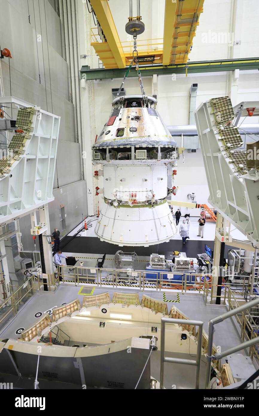 The Artemis I Orion spacecraft with its spacecraft adapter cone ...