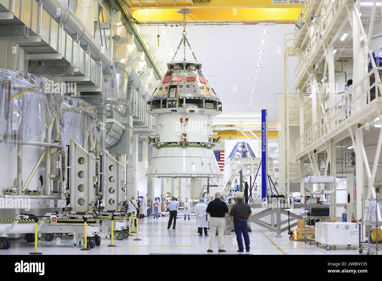 The Artemis I Orion spacecraft with its spacecraft adapter cone ...