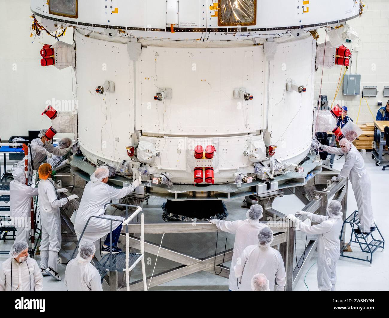 The Orion crew and service module stack for Artemis I was lifted out of ...