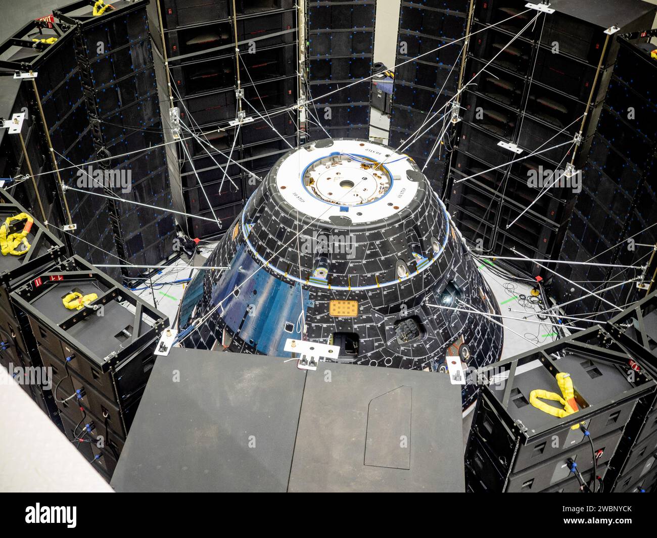 The Orion crew module for Artemis I, shown here on May 2, 2019 ...
