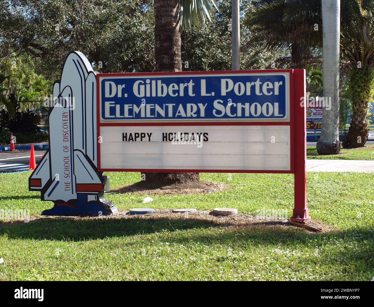 Miami, Florida, United States - December 31, 2023: Sign at the entrance ...