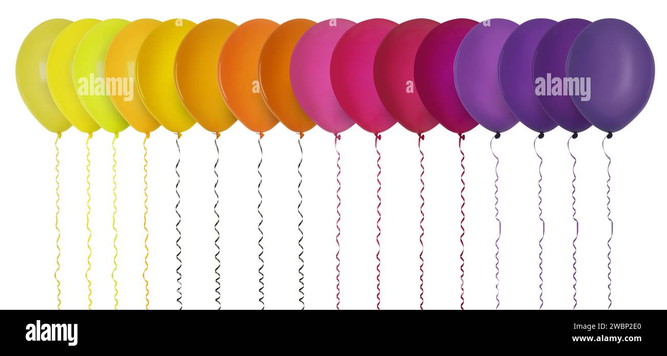 Different colorful balloons isolated on white, set Stock Photo - Alamy