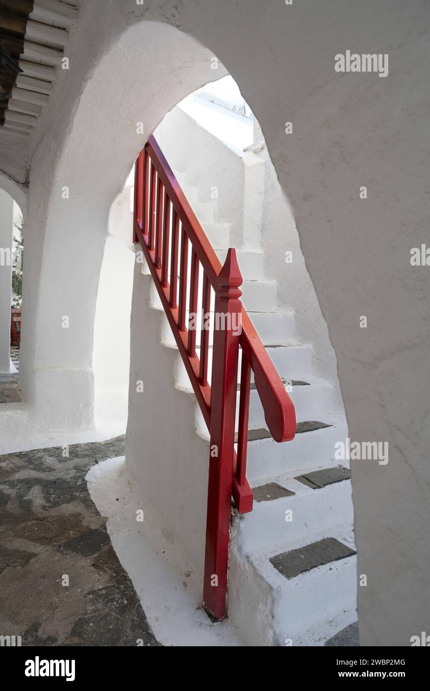 Staircase at The Monastery of Panagia Tourliani, Ano Mera, Mykonos ...
