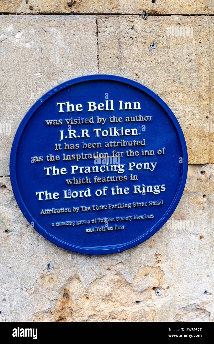 The Bell Inn blue plaque, visited by JRR Tolkien as inspiration for the ...