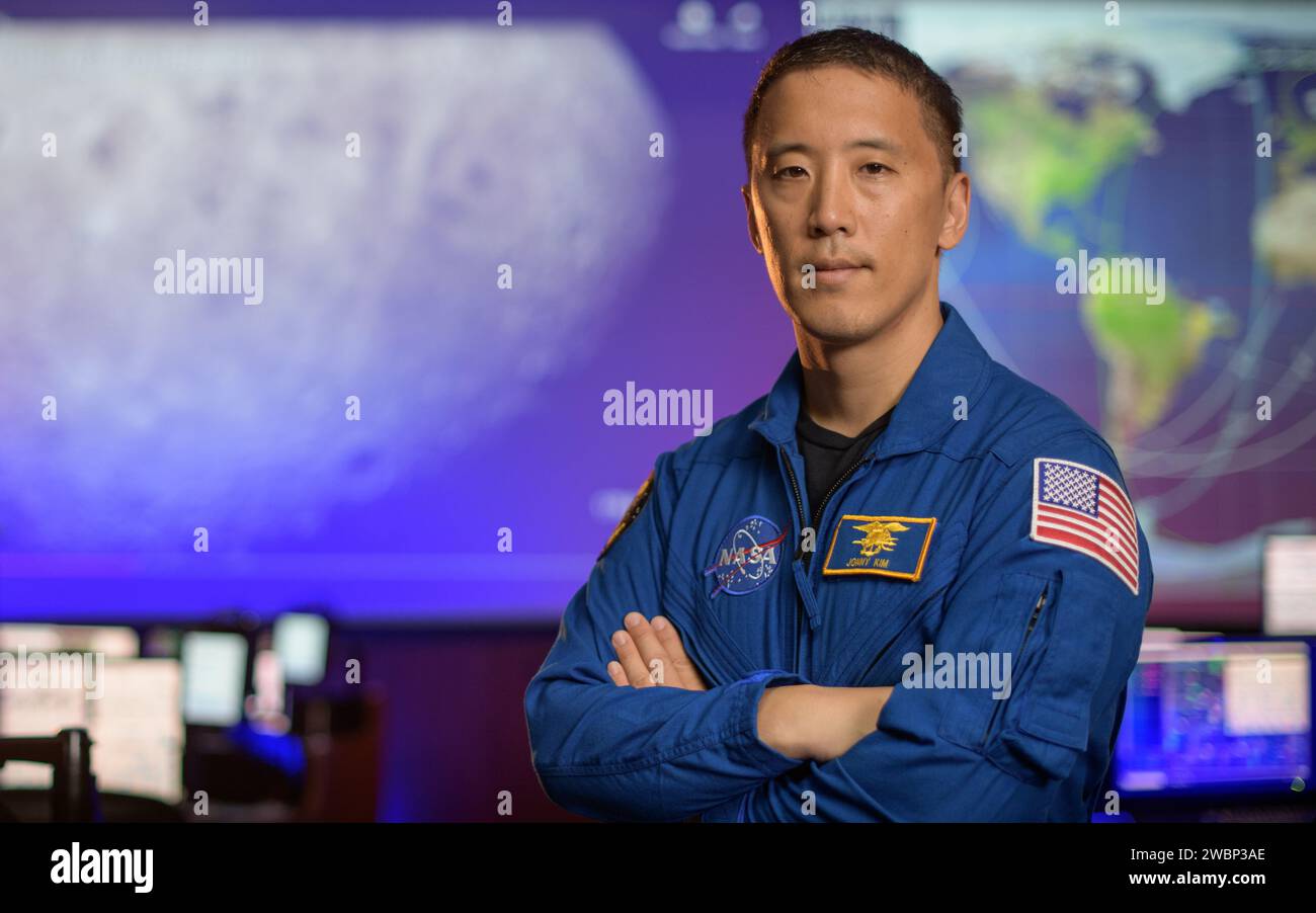 NASA astronaut Jonathan Kim is photographed in the Blue Flight Control ...