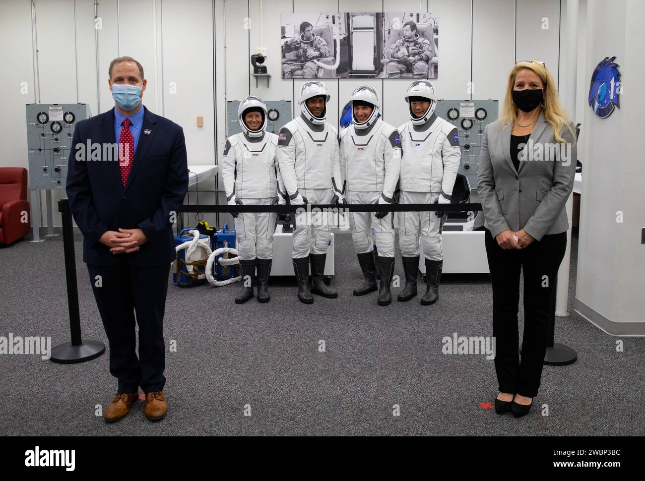 Inside the crew suit-up room in the Neil Armstrong Operations and ...