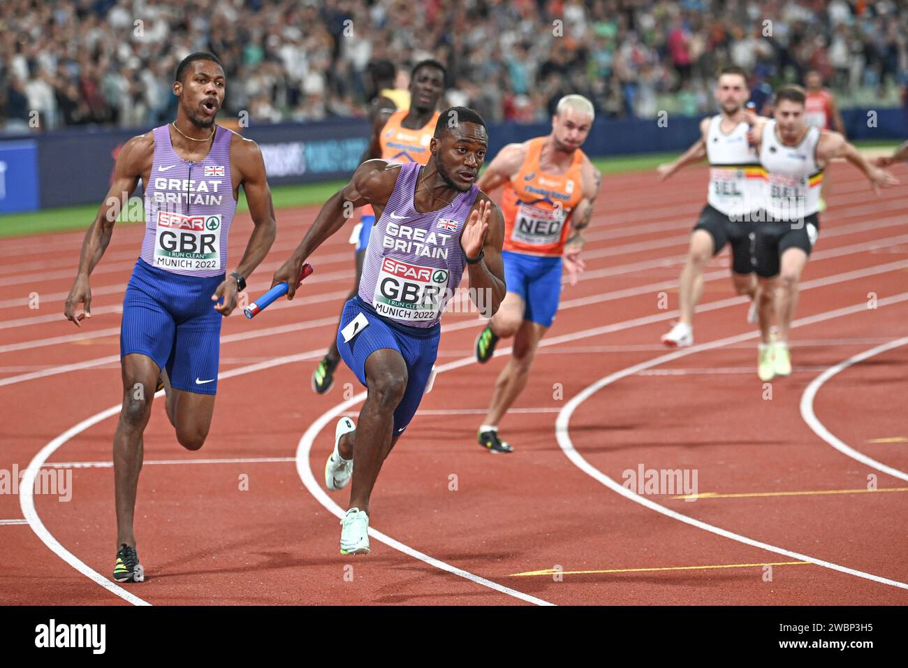 4x100 relay race men: Zharnel Hughes, Jona Efoloko (Great Britain ...