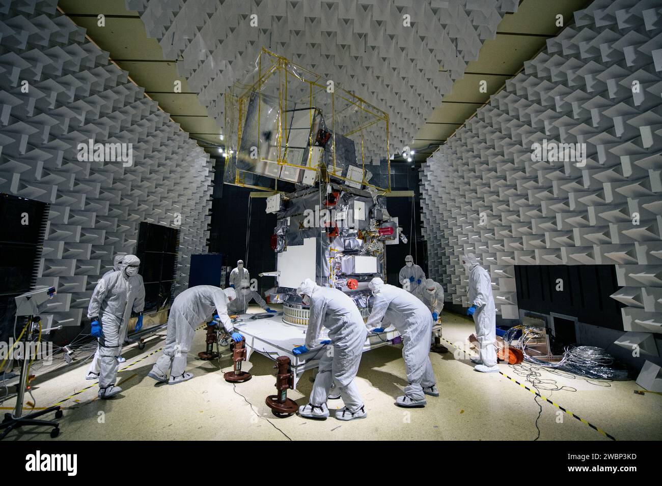 Technicians move the PACE (Plankton, Aerosol, Cloud, ocean Ecosystem ...