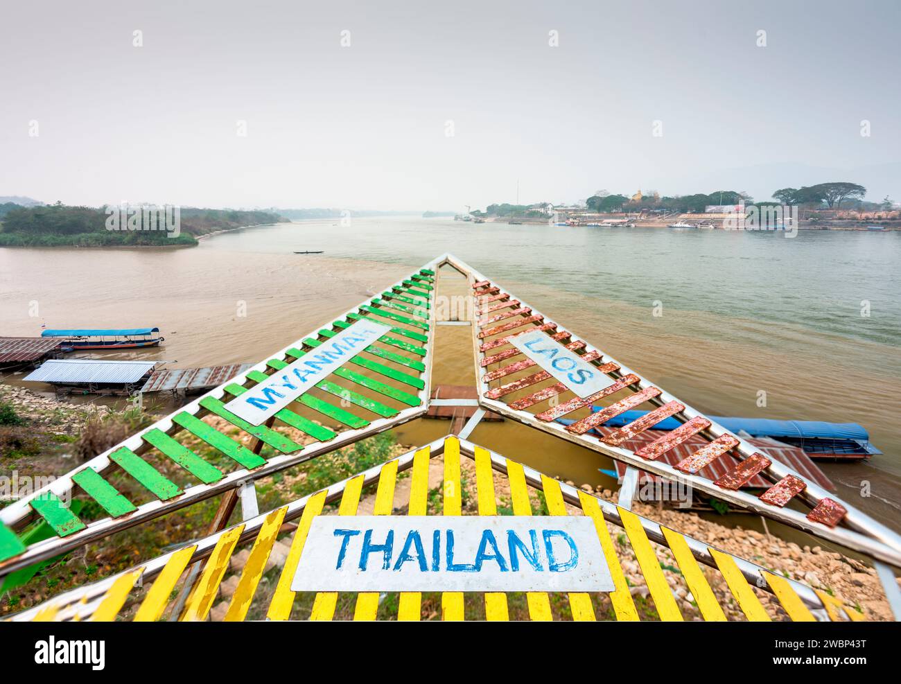 Multi colored signage,for tourists,indicating the relevant locations of ...