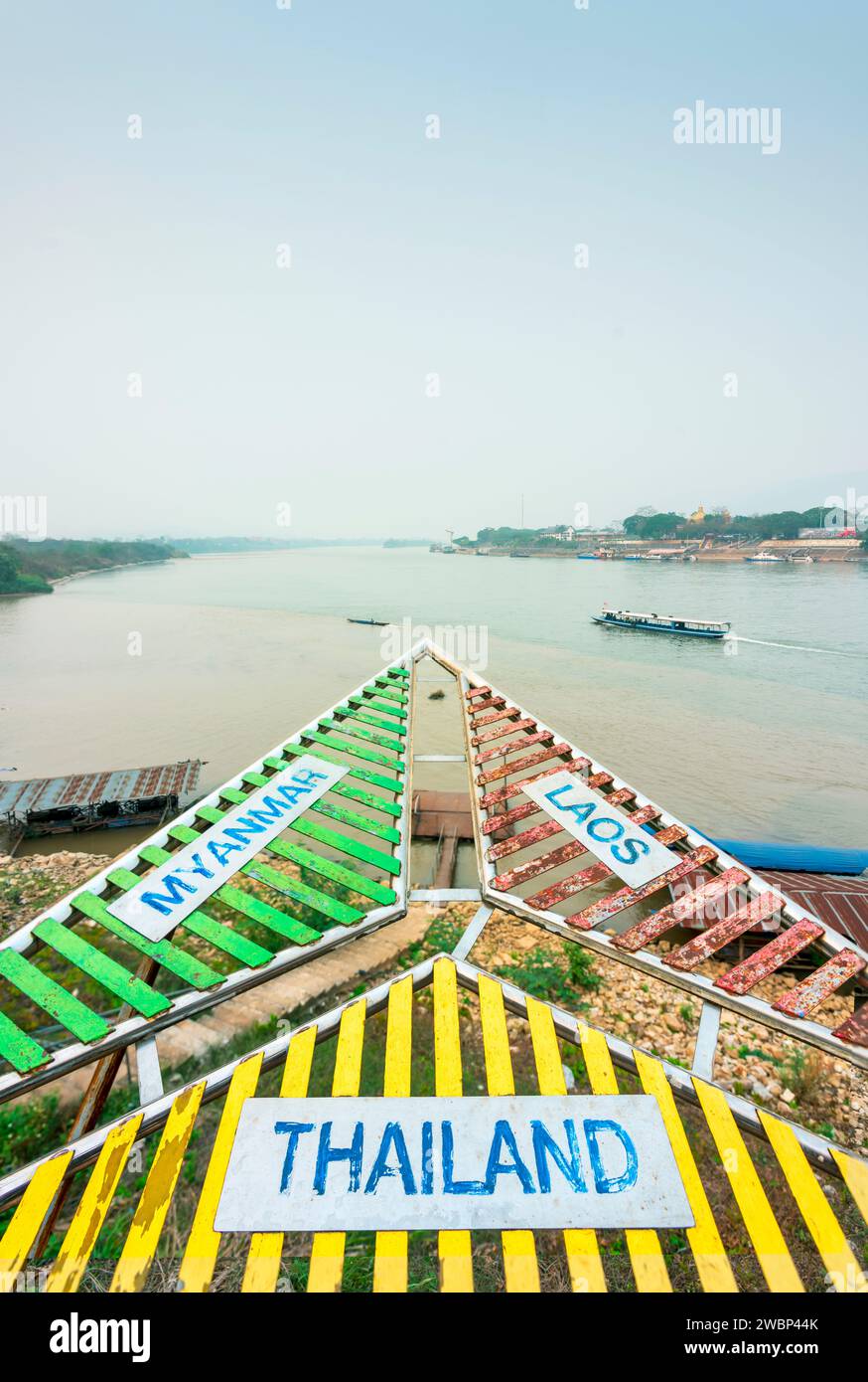 Multi colored signage,for tourists,indicating the relevant locations of ...