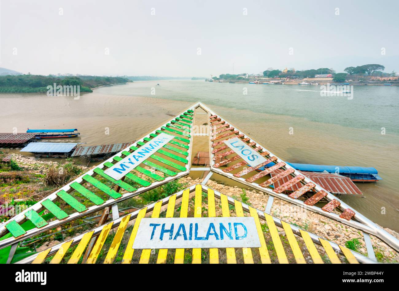 Multi colored signage,for tourists,indicating the relevant locations of ...