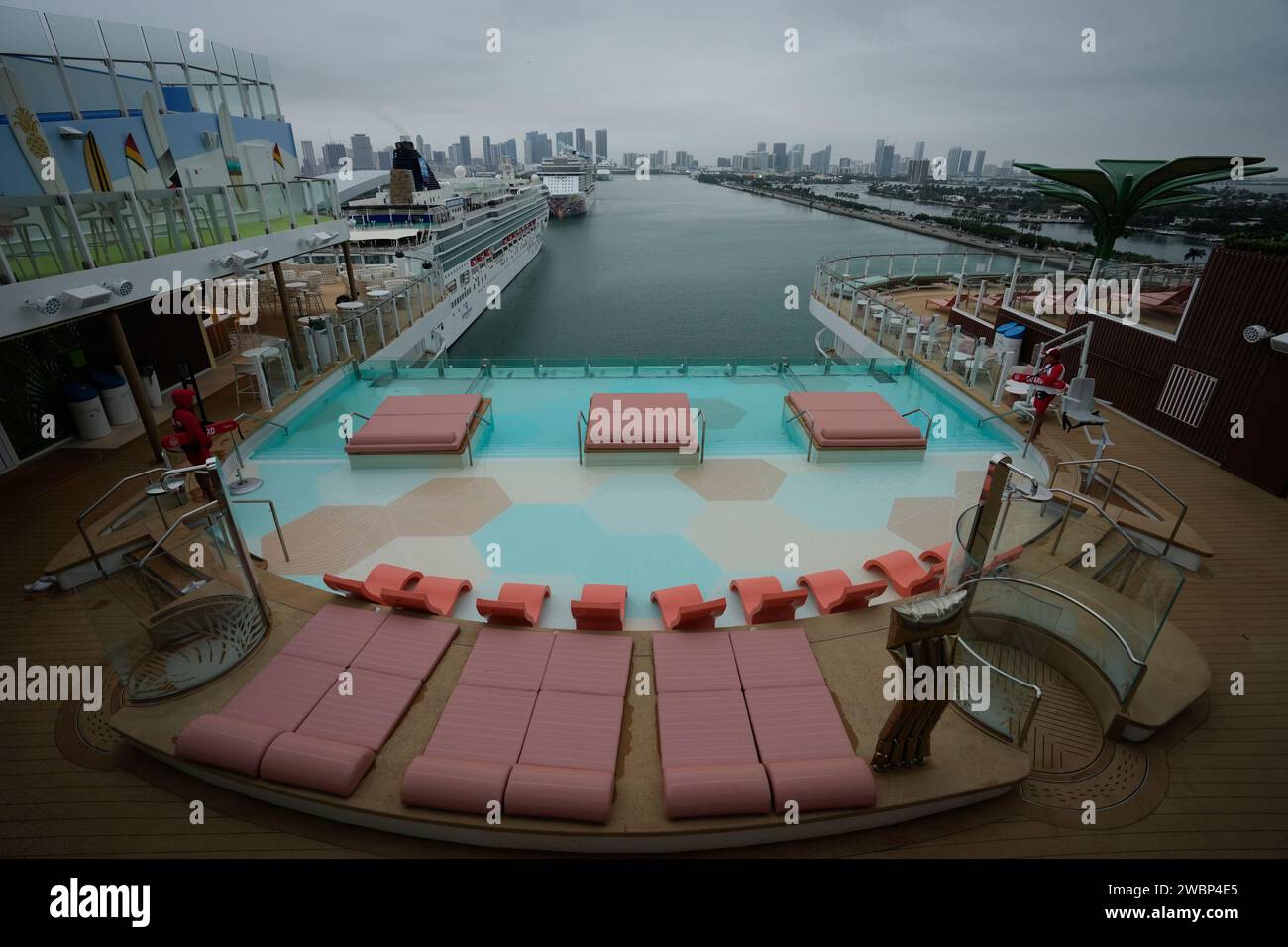 A suspended infinity pool is seen on a deck of Icon of the Seas, the ...