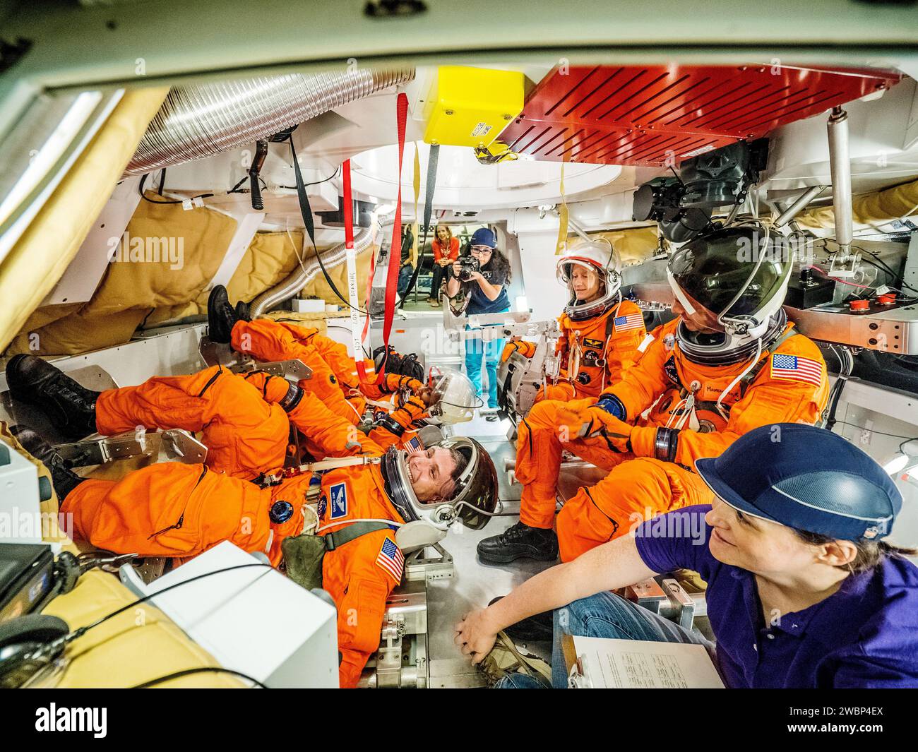 Engineers and astronauts conduct testing in a representative model of ...