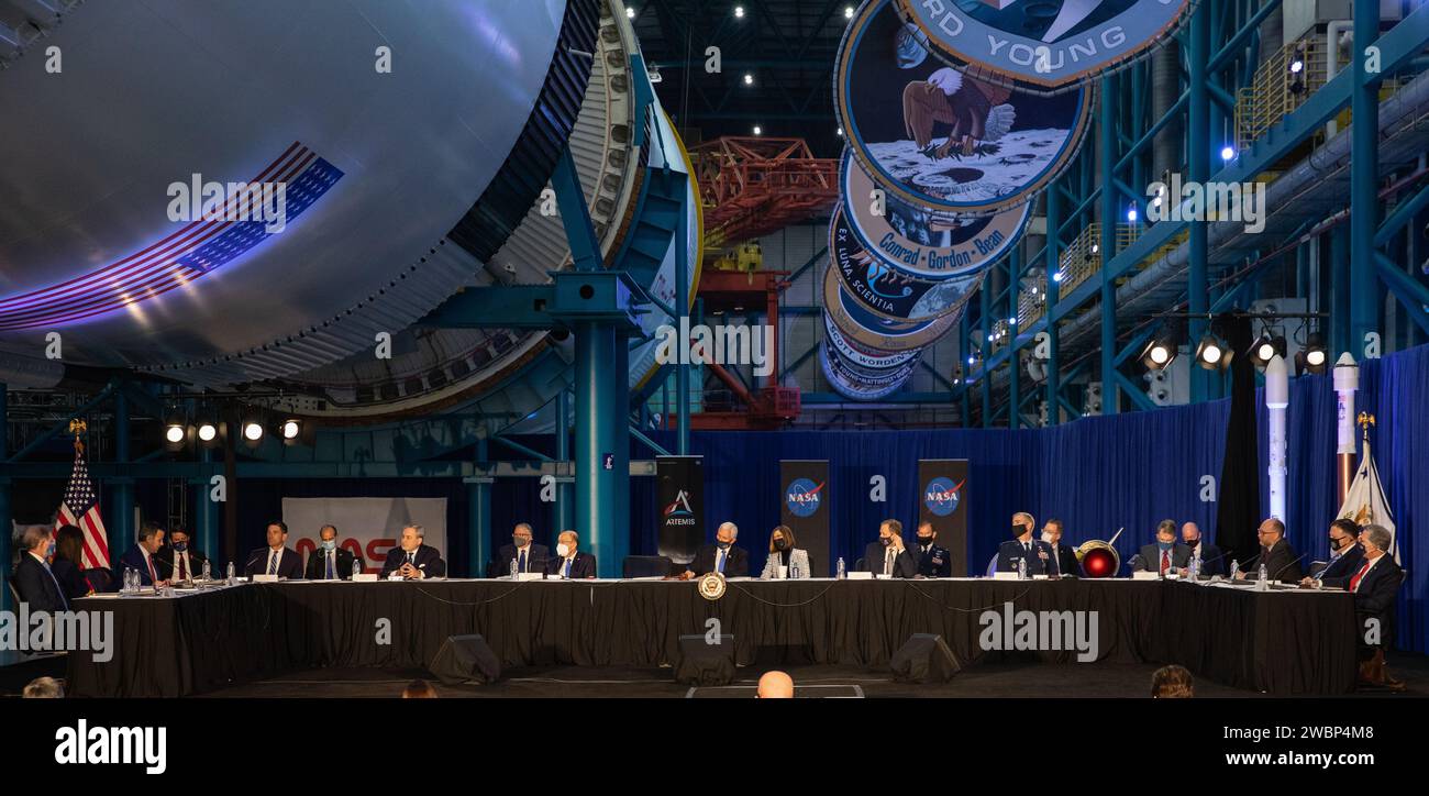 The National Space Council meets inside the Apollo/Saturn V Center at ...
