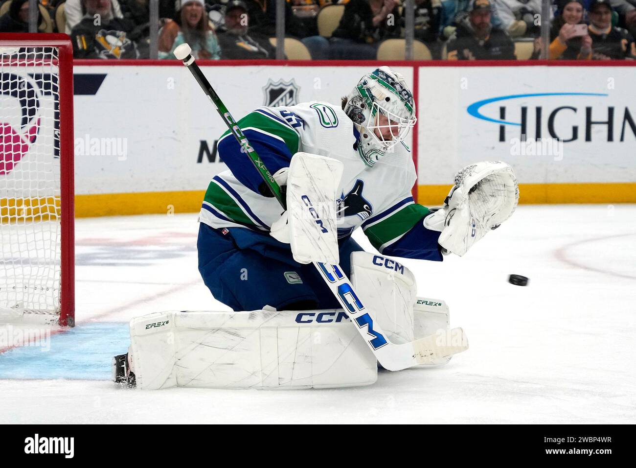 A shot by Pittsburgh Penguins' Sidney Crosby gets past Vancouver ...