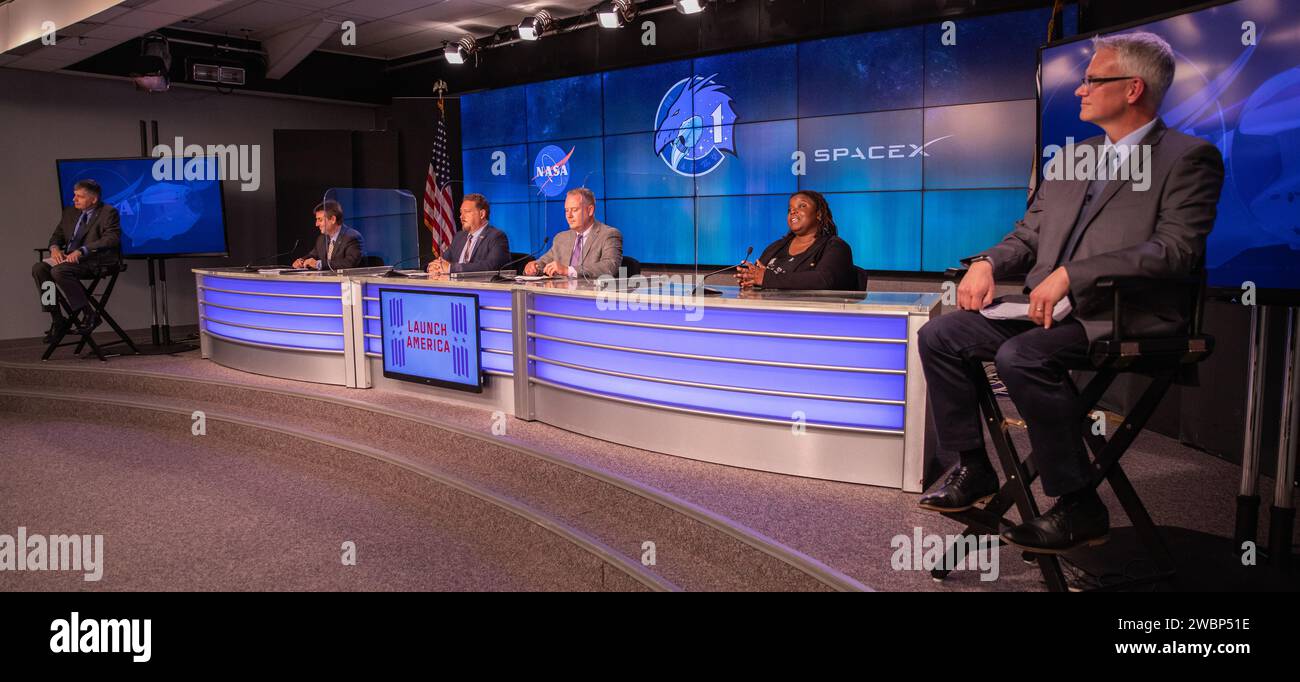 Inside the Press Site auditorium at NASA’s Kennedy Space Center in ...