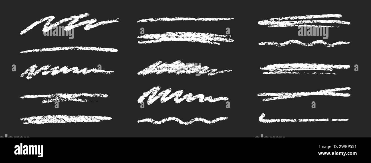 Crayon brush stroke underline. Chalk pen highlight stroke. Vector hand ...