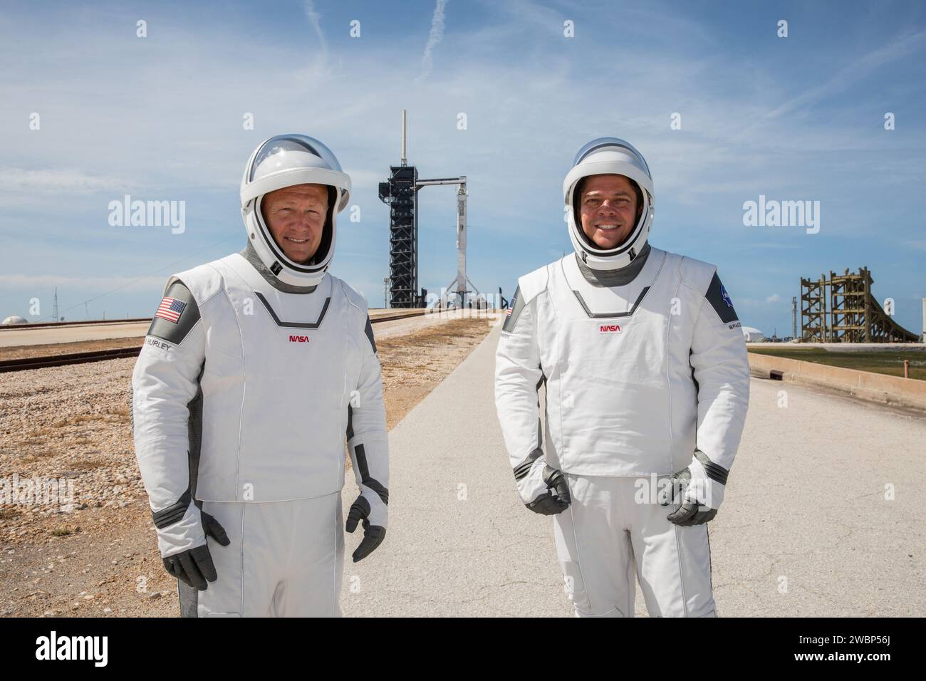 NASA astronauts Douglas Hurley (left) and Robert Behnken (right ...