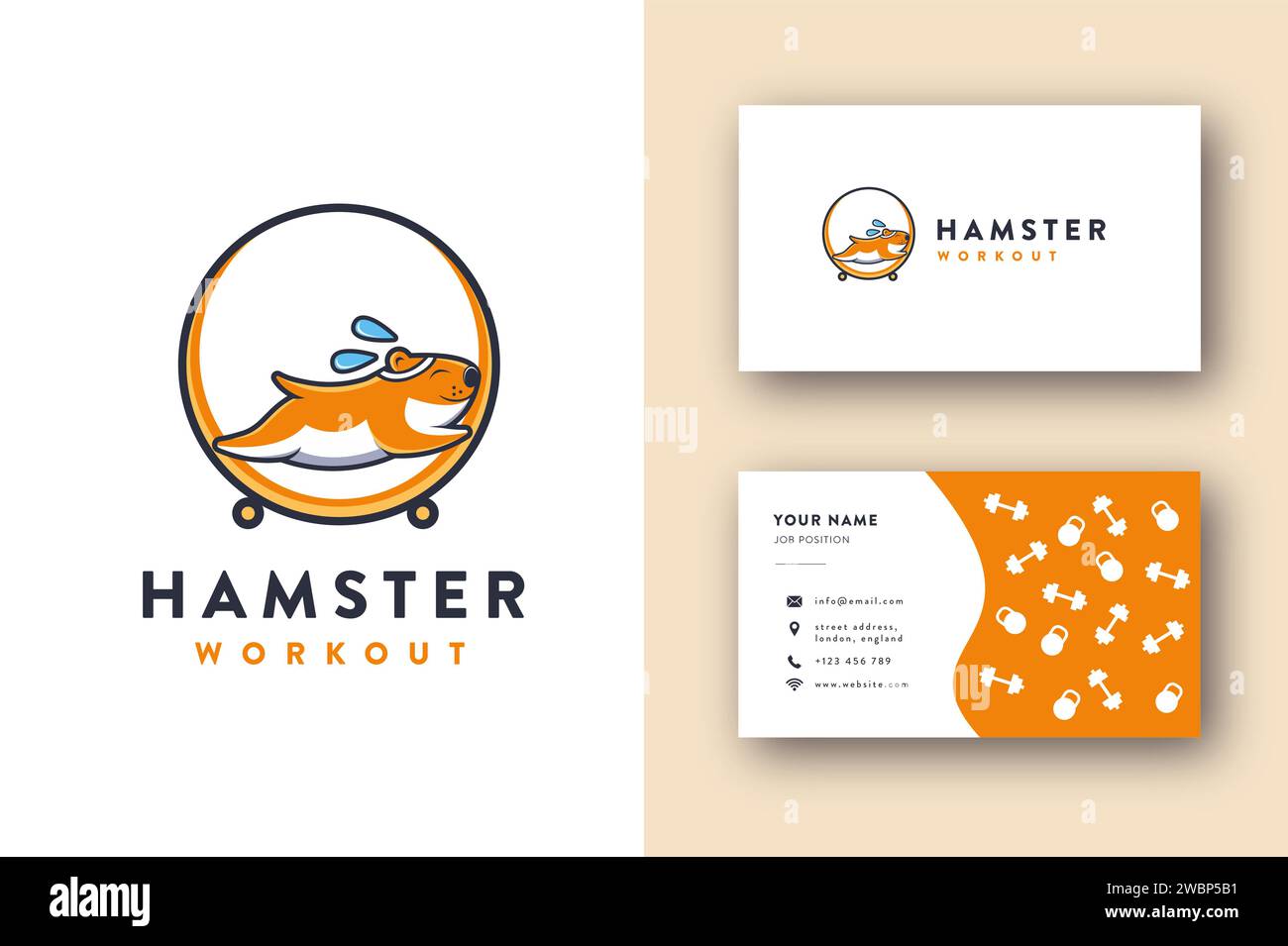 Hamster workout cartoon mascot logo vector illustration and business ...