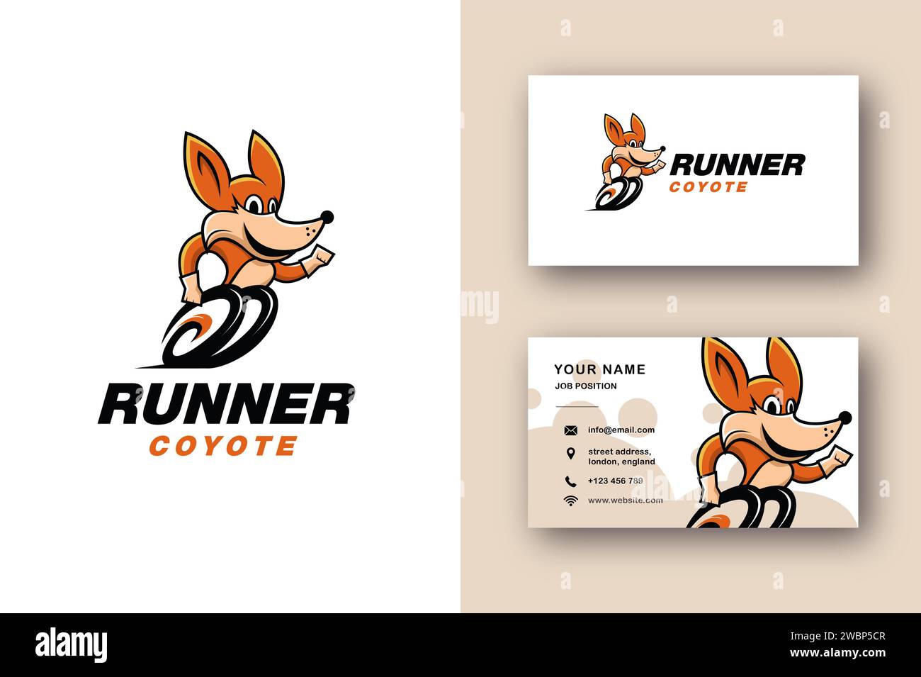 Mascot cartoon running coyote logo icon vector illustration and ...