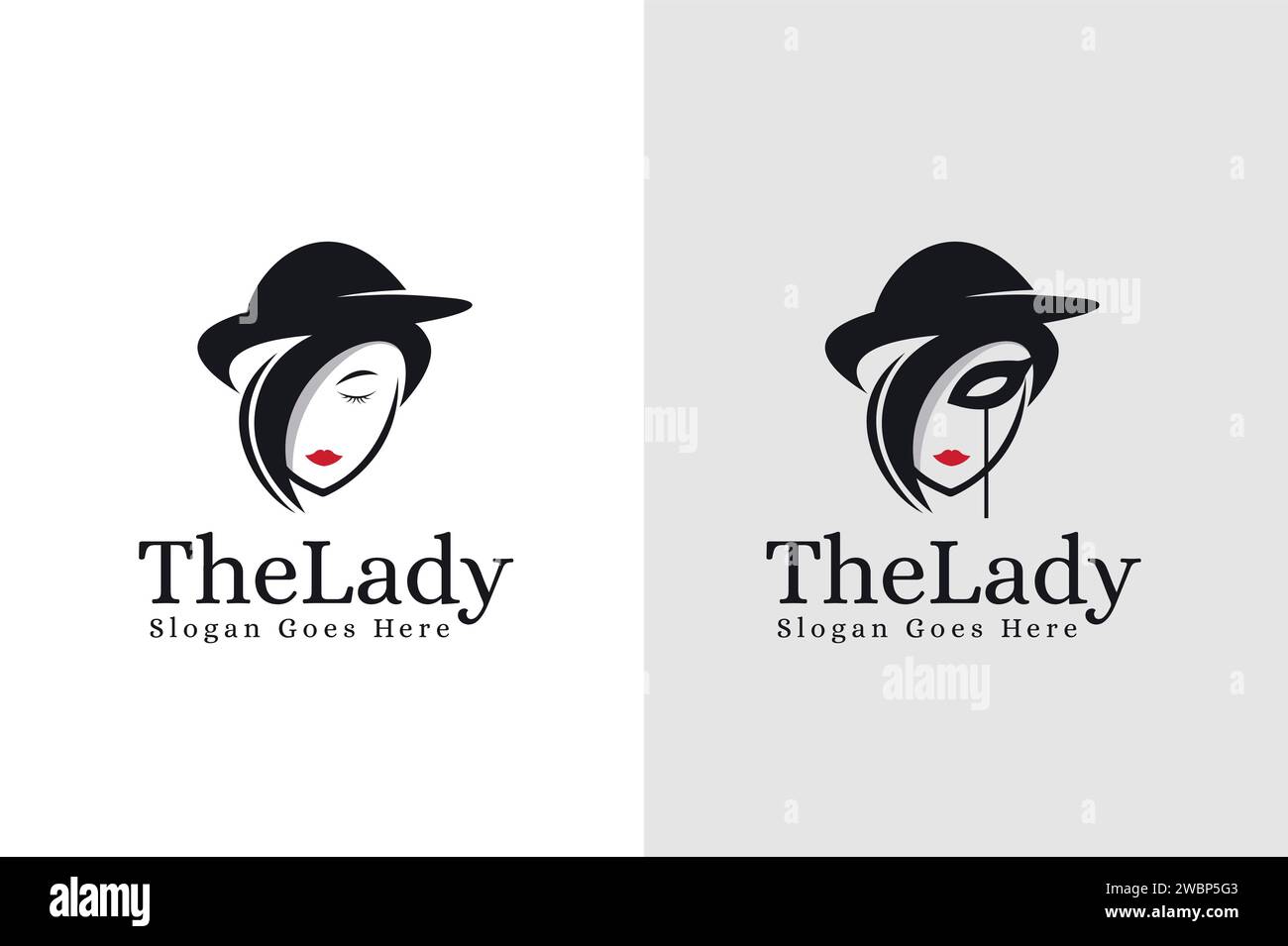 Pretty lady with hat logo icon vector illustration template on white ...