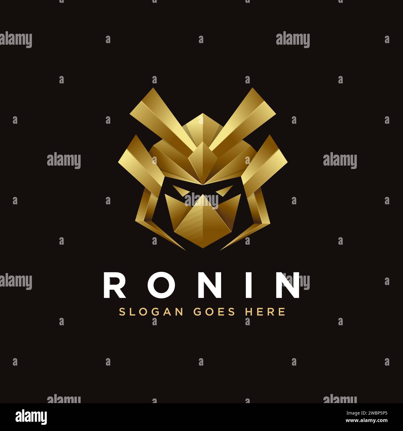 Aggressive samurai ronin Japanese warrior logo icon vector template on ...