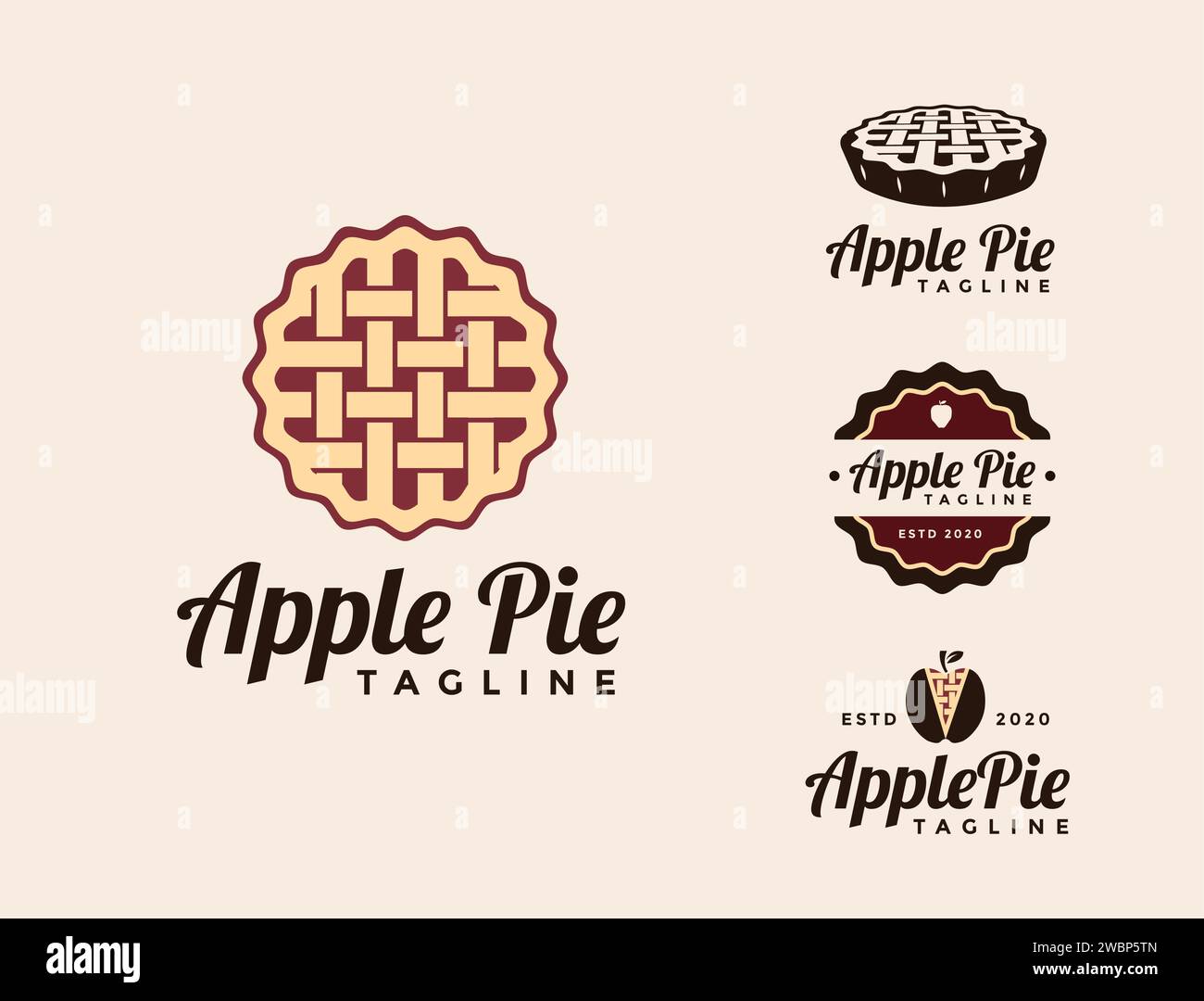 Set of Vintage retro emblem seal badge apple pie logo vector template ...