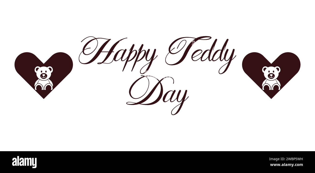 Happy Teddy Day Stylish Text illustration Design Stock Vector Image ...