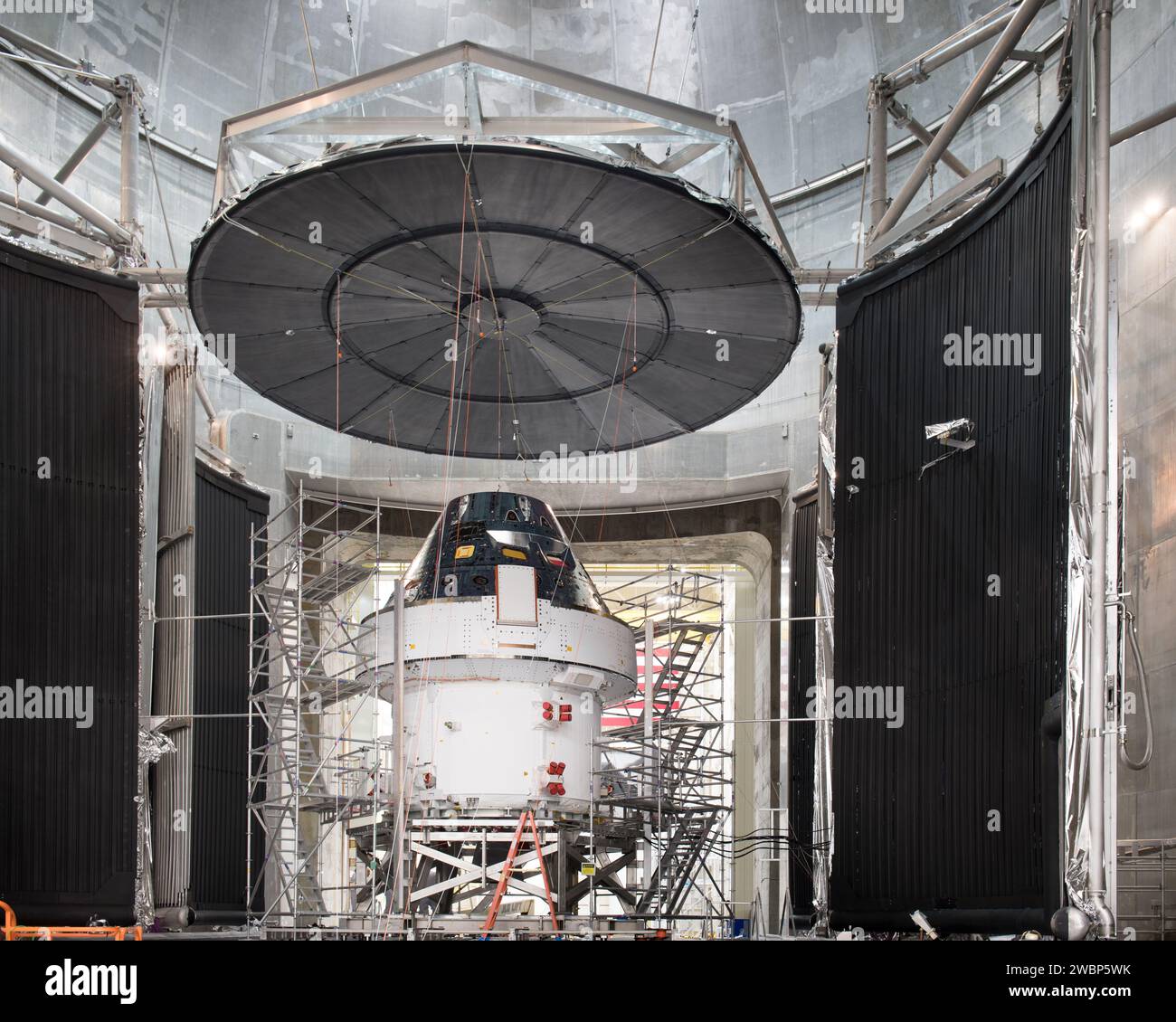The Orion Spacecraft Crew and Service Module is being prepared for ...