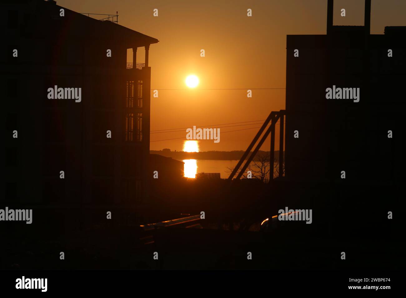 A very beautiful sunset on the sea with bright rays and colors Stock ...