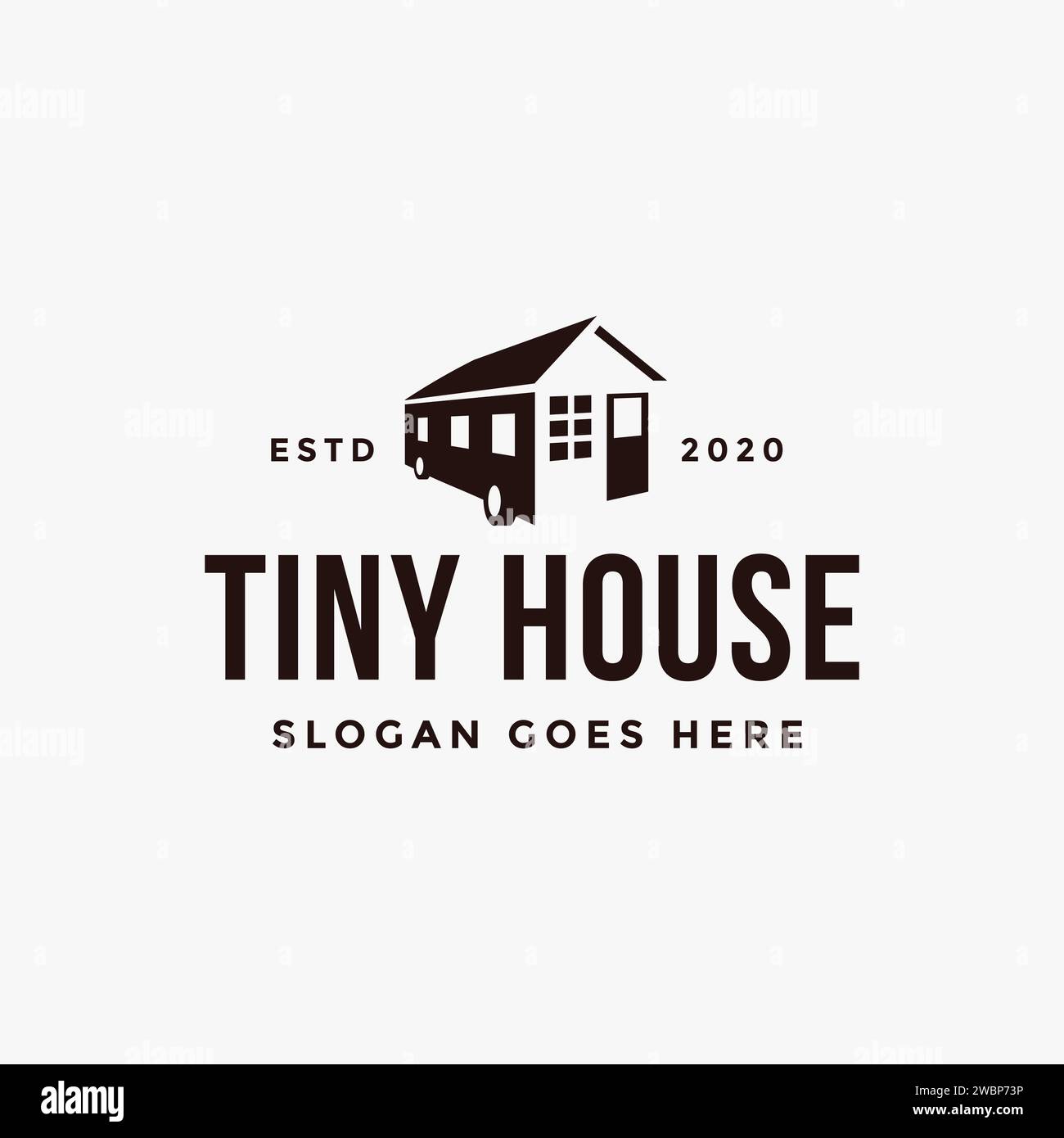 Minimalist Tiny House Trailer Logo Vector On White Background Stock Vector Image And Art Alamy