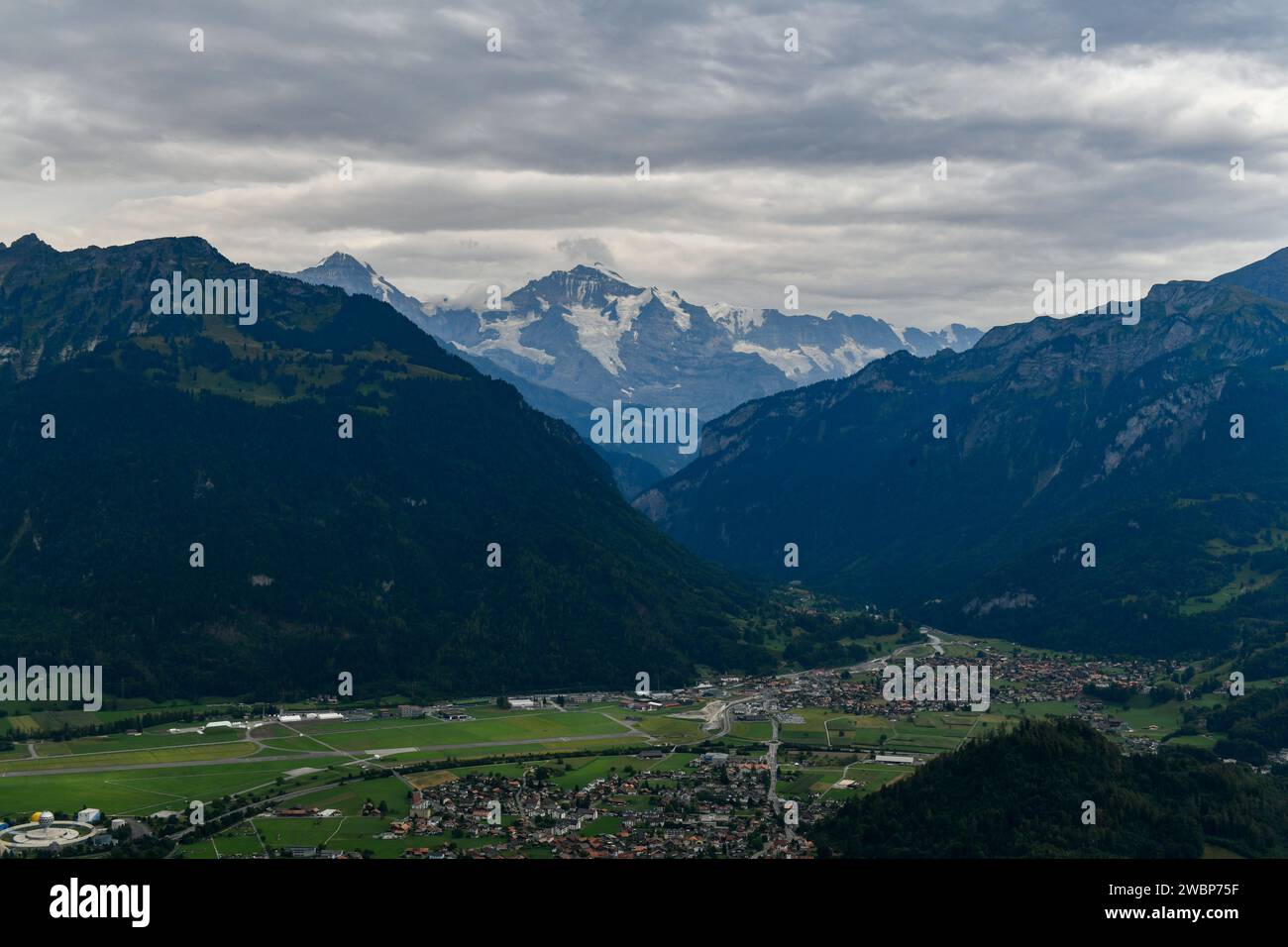 View of the city of Interlaken, from Harder Klum, the top of Interlaken ...