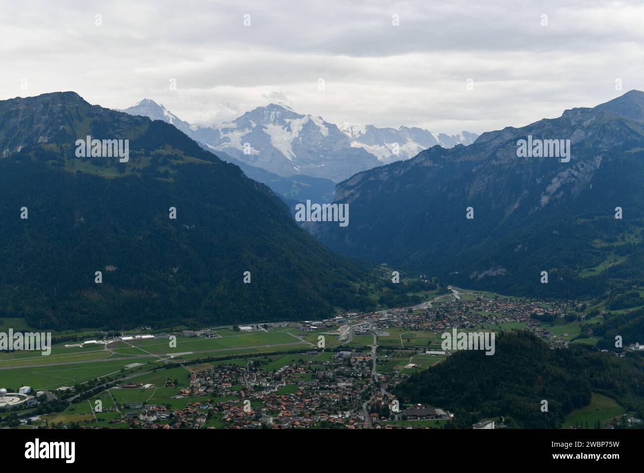 View of the city of Interlaken, from Harder Klum, the top of Interlaken ...