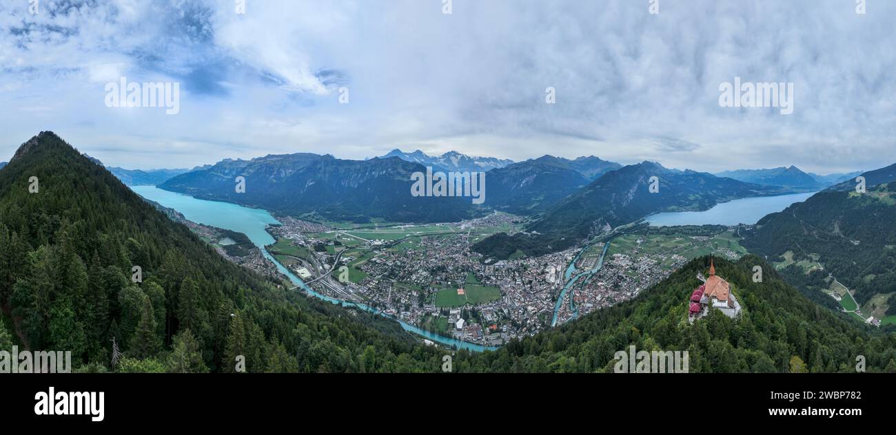 View of the city of Interlaken, from Harder Klum, the top of Interlaken ...
