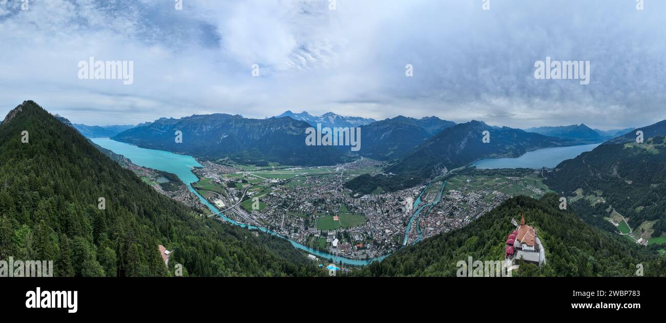 View of the city of Interlaken, from Harder Klum, the top of Interlaken ...