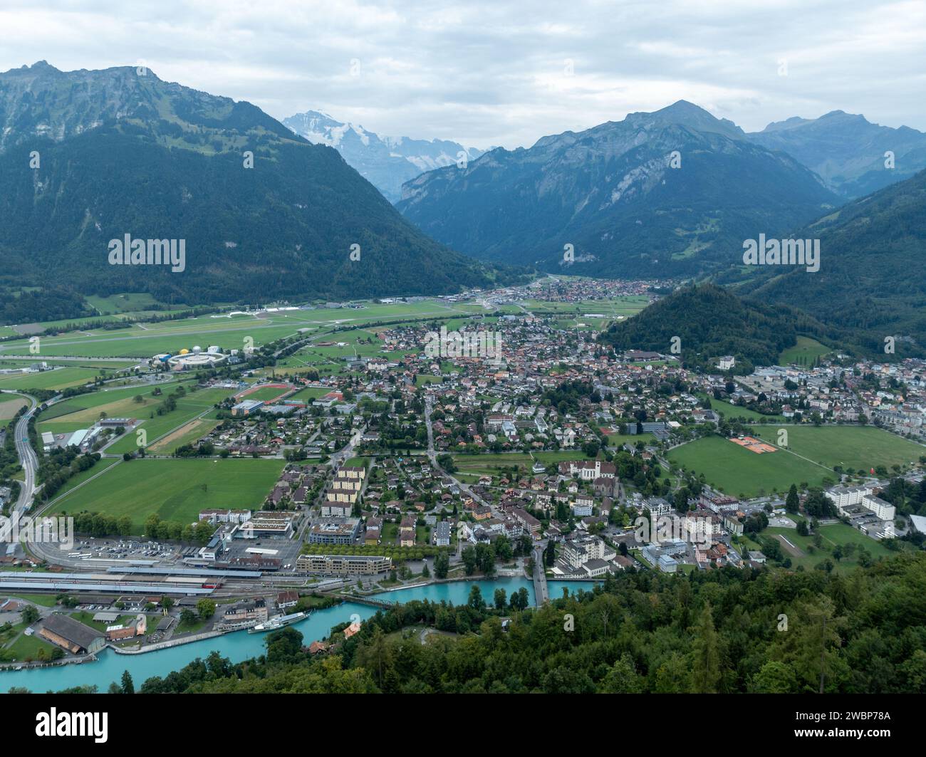 View of the city of Interlaken, from Harder Klum, the top of Interlaken ...