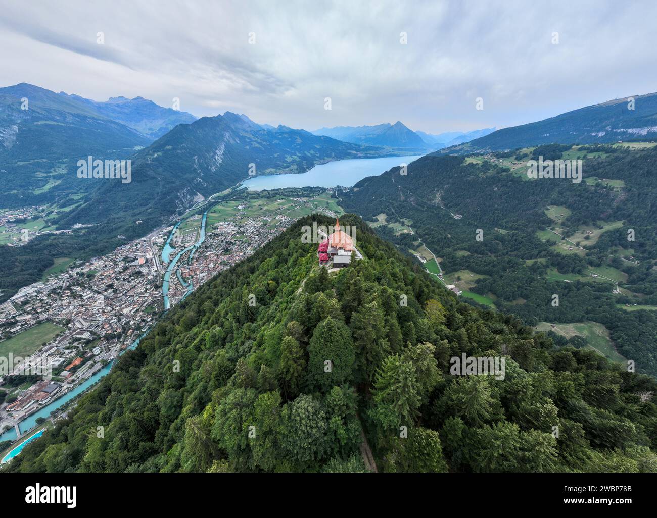 View of the city of Interlaken, from Harder Klum, the top of Interlaken ...