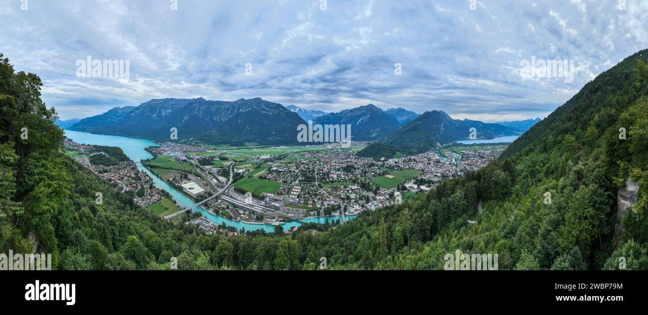View of the city of Interlaken, from Harder Klum, the top of Interlaken ...