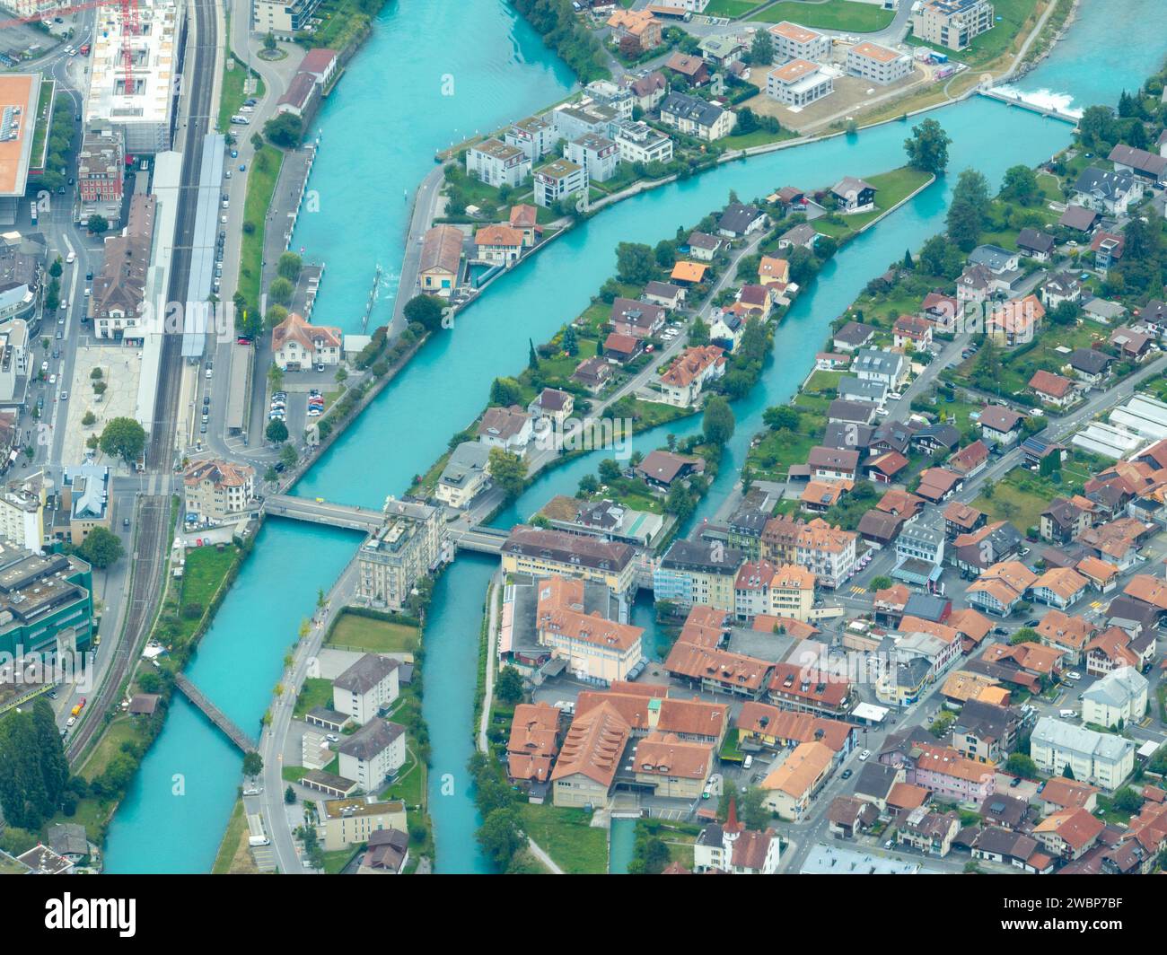 View of the city of Interlaken, from Harder Klum, the top of Interlaken ...