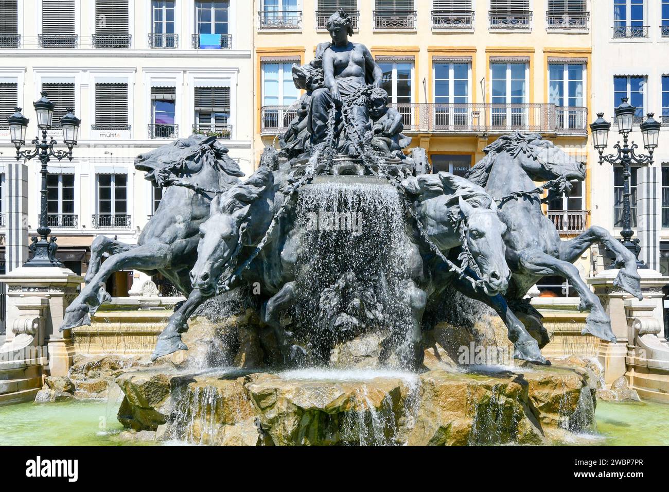Bartholdi Fountain erected at the Place des Terreaux square in Lyon ...