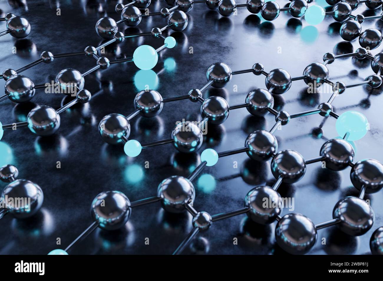 Abstract render of molecule, digital generated abstract background ...