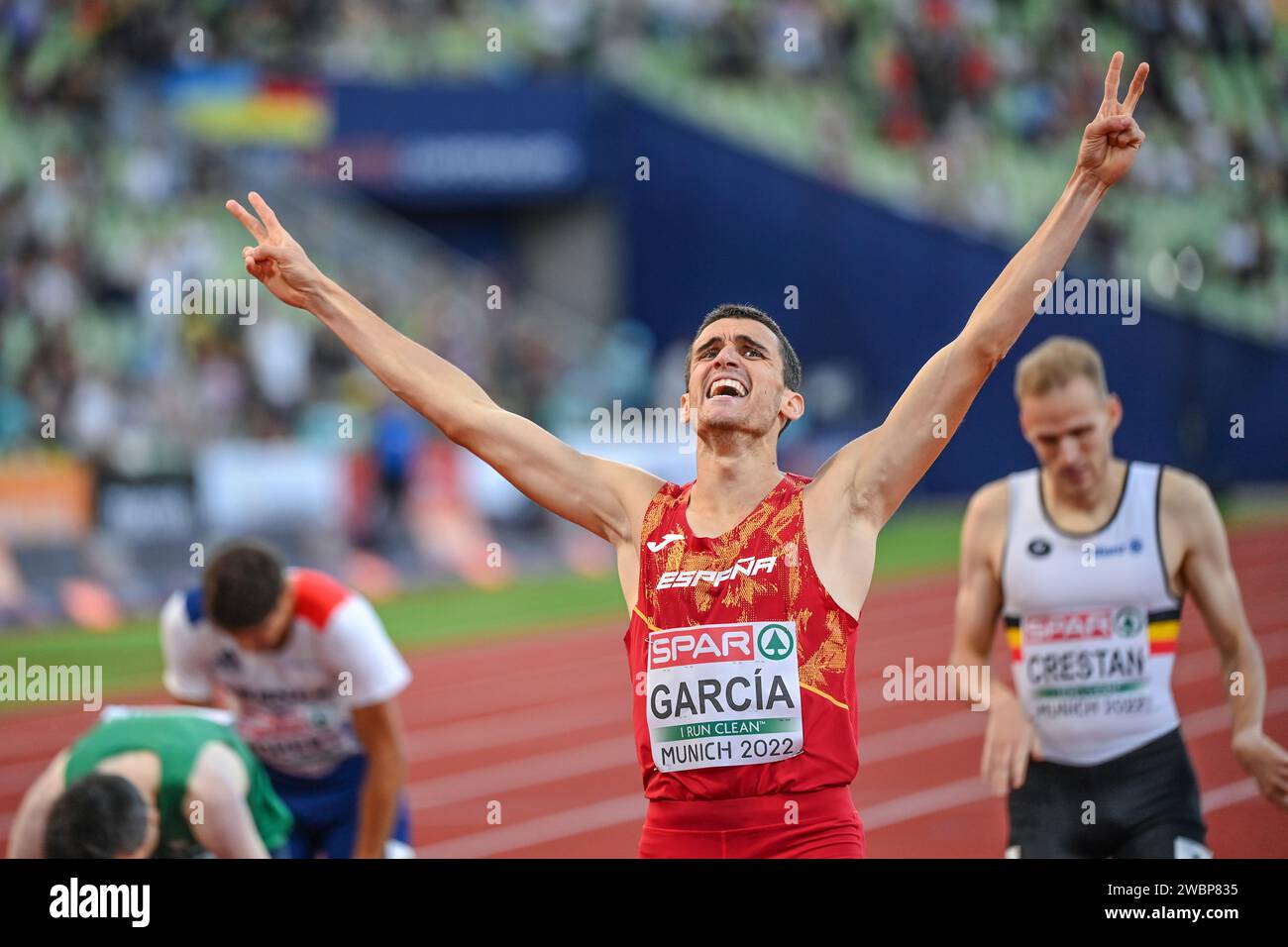 Mariano Garcia (Spain). 800m Gold Medal. European Championships Munich ...